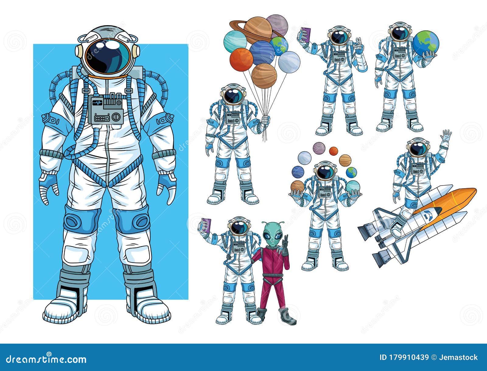 Group of Astronauts in the Space Characters Stock Vector - Illustration ...