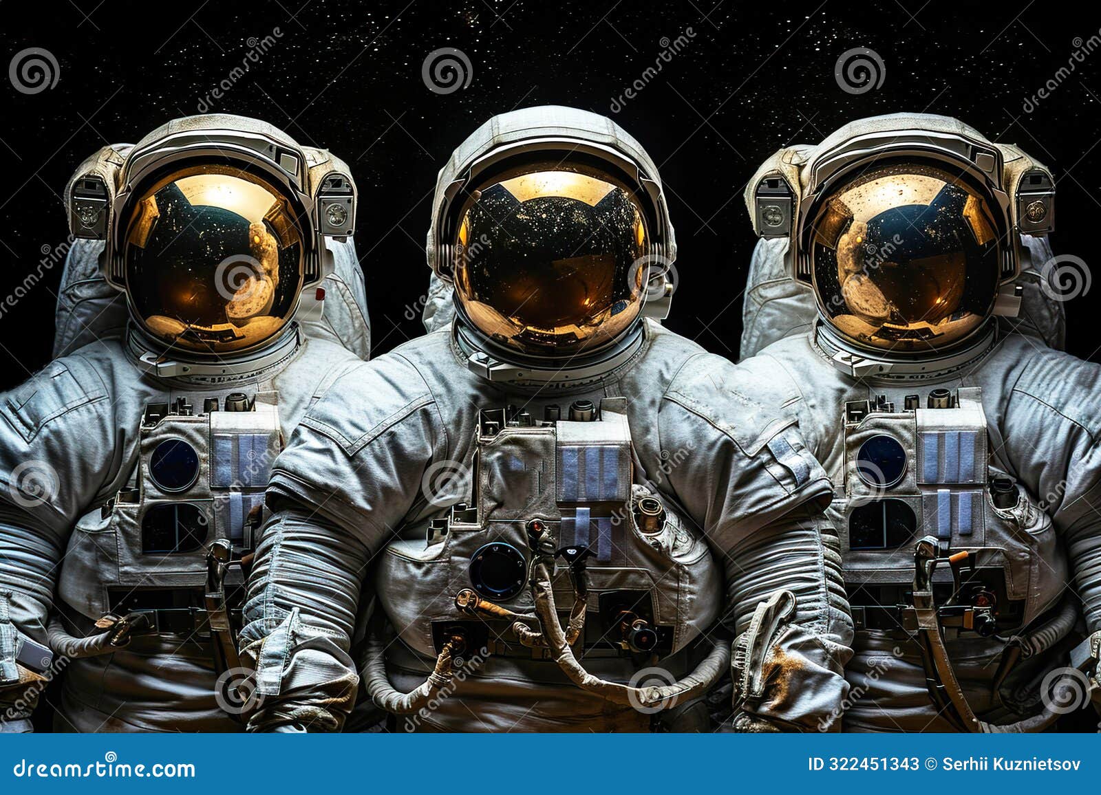 A Group Of Astronauts Are Walking Through A Long Space Station Stock ...