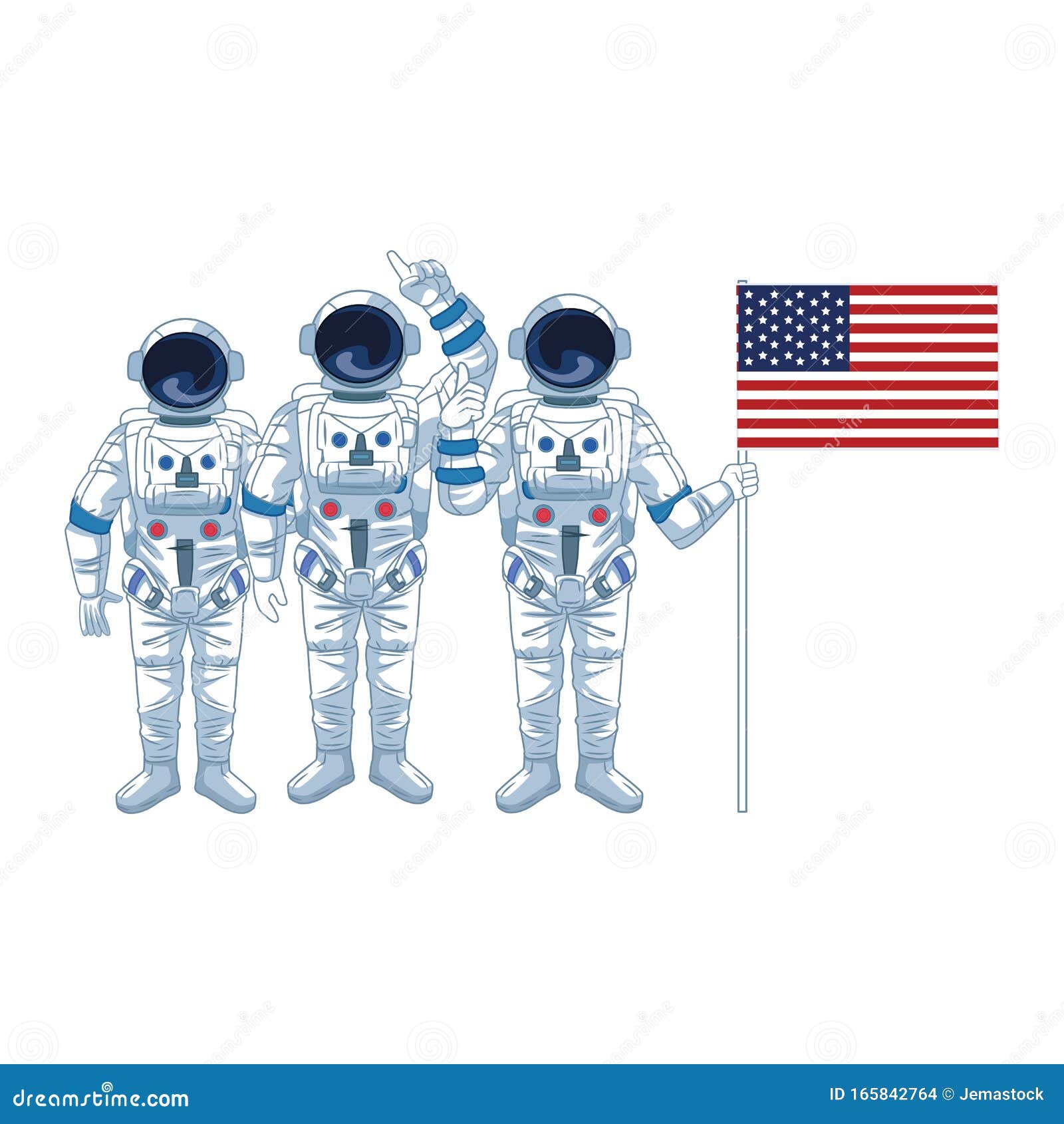 Group of Astronauts with Us Flag Icon, Colorful Design Stock Vector ...