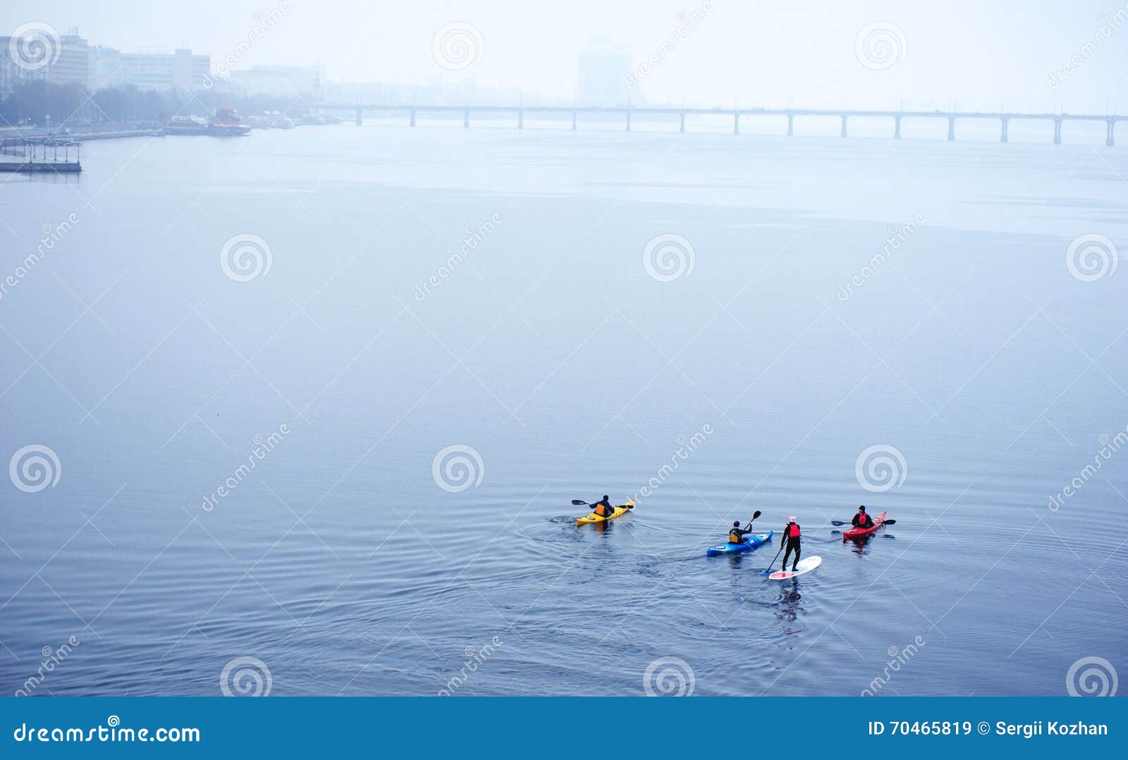 Group of Athletes Kayaking on the River Stock Image - Image of blue ...