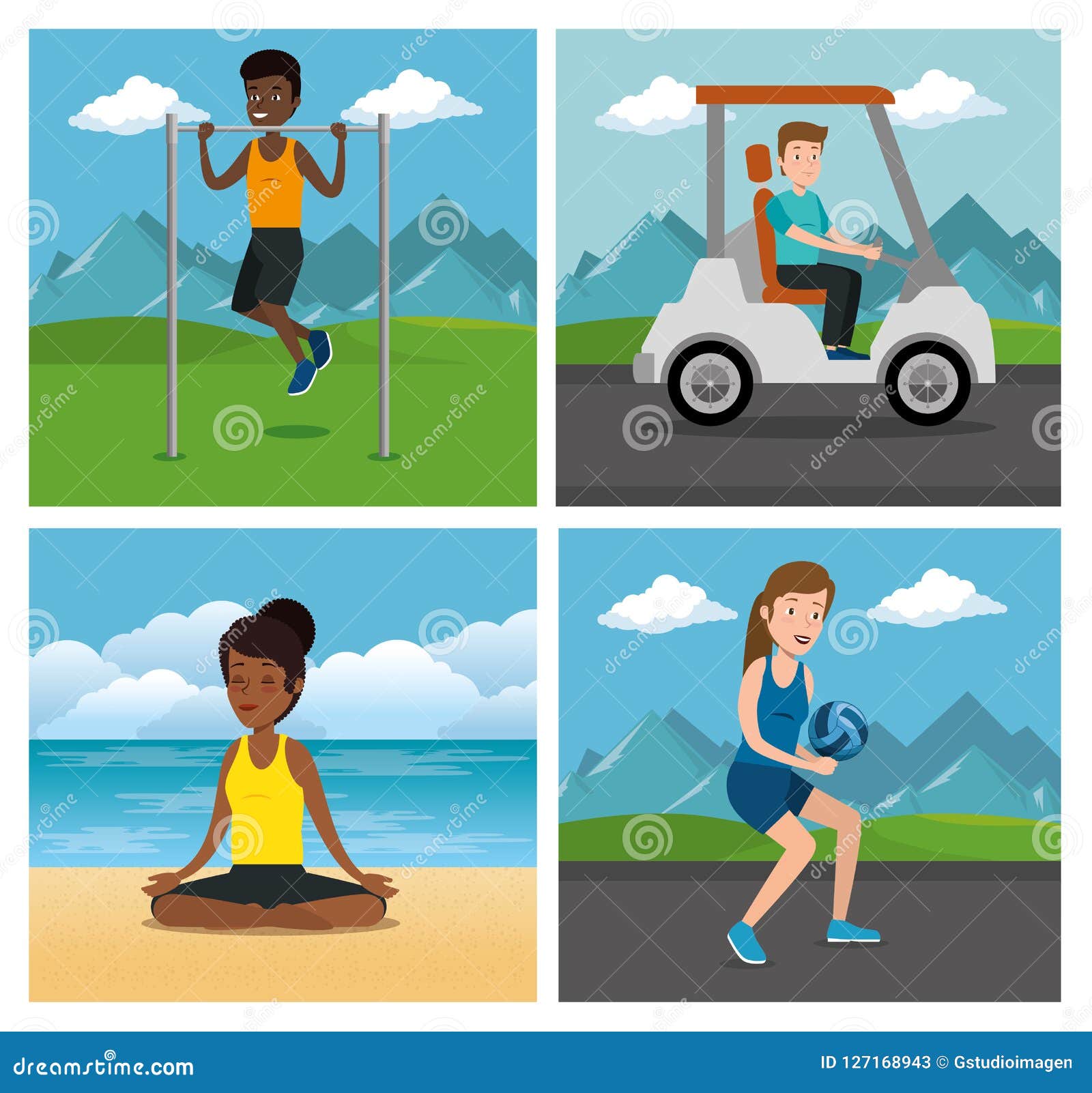 Group of Athletes Practicing Sport Stock Vector - Illustration of buggy ...
