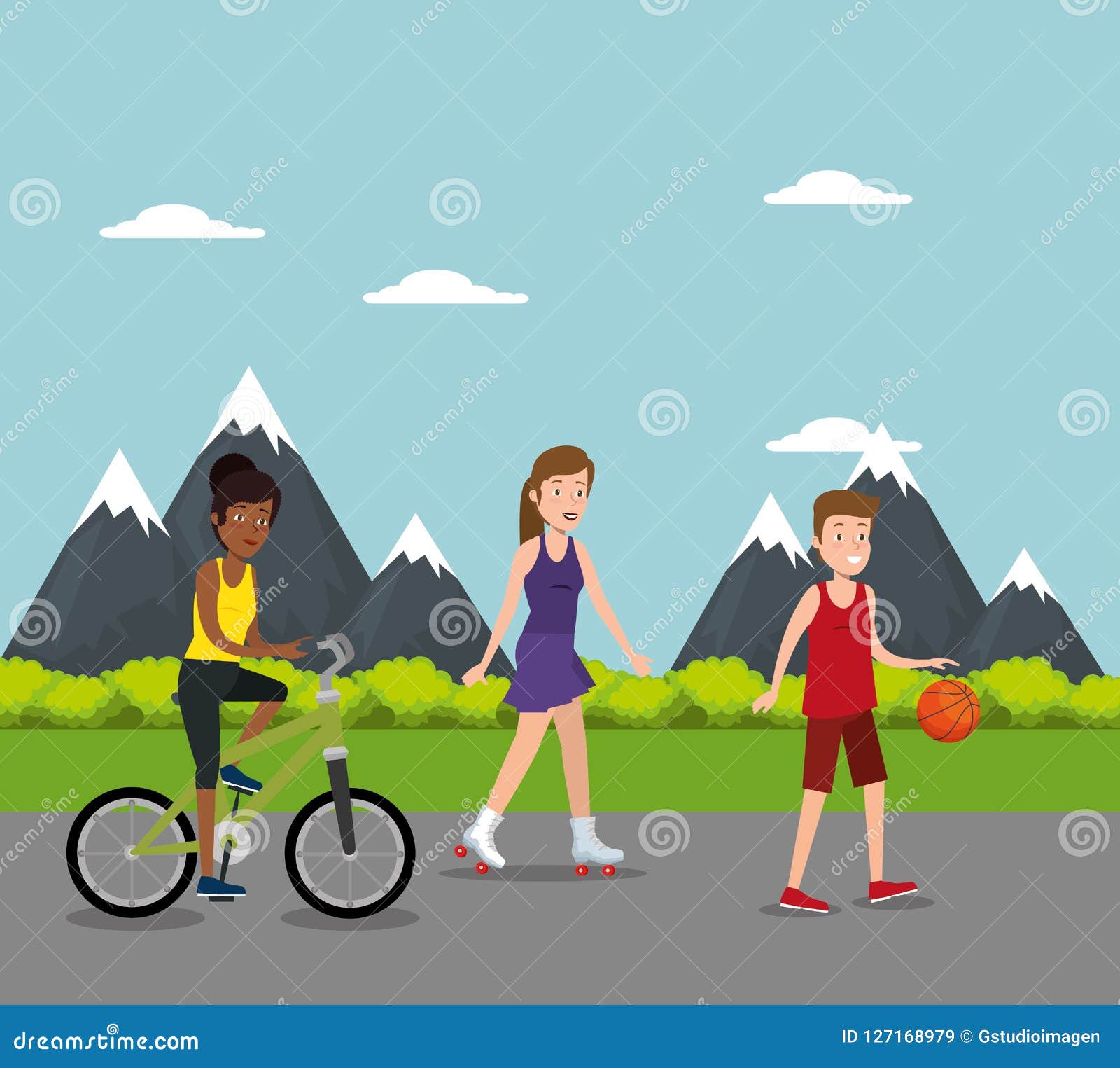 Group of Athletes Practicing Sport Stock Vector - Illustration of ...