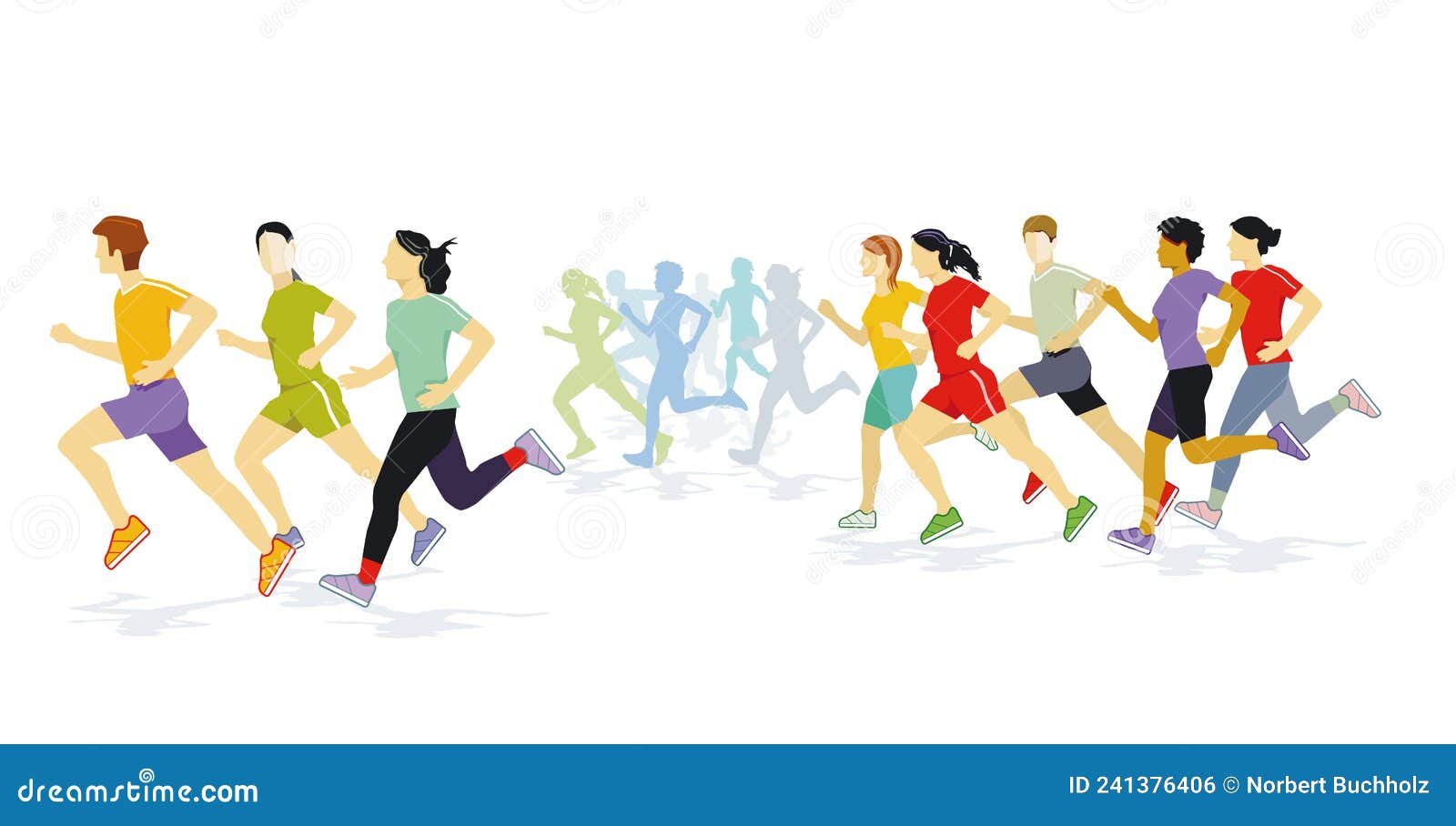 A Group of Athletes Run Illustration Stock Vector - Illustration of ...