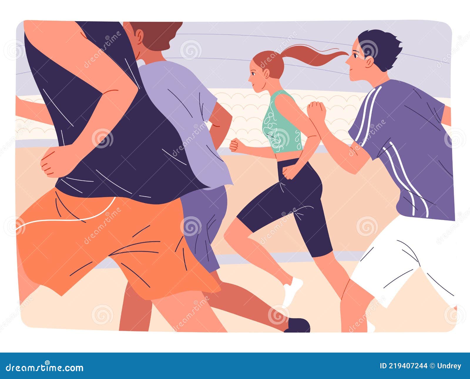 Group of Athletes Running in the Outdoors Stock Vector - Illustration ...