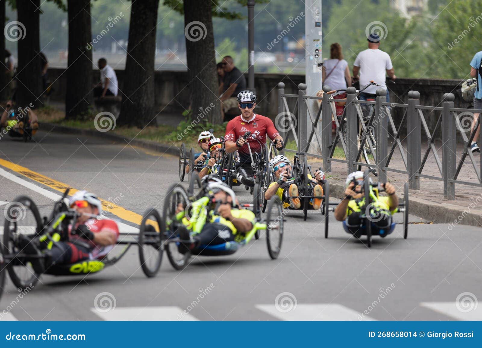 Group of Athletes with Their Special Bikes on a City Track in a Race ...