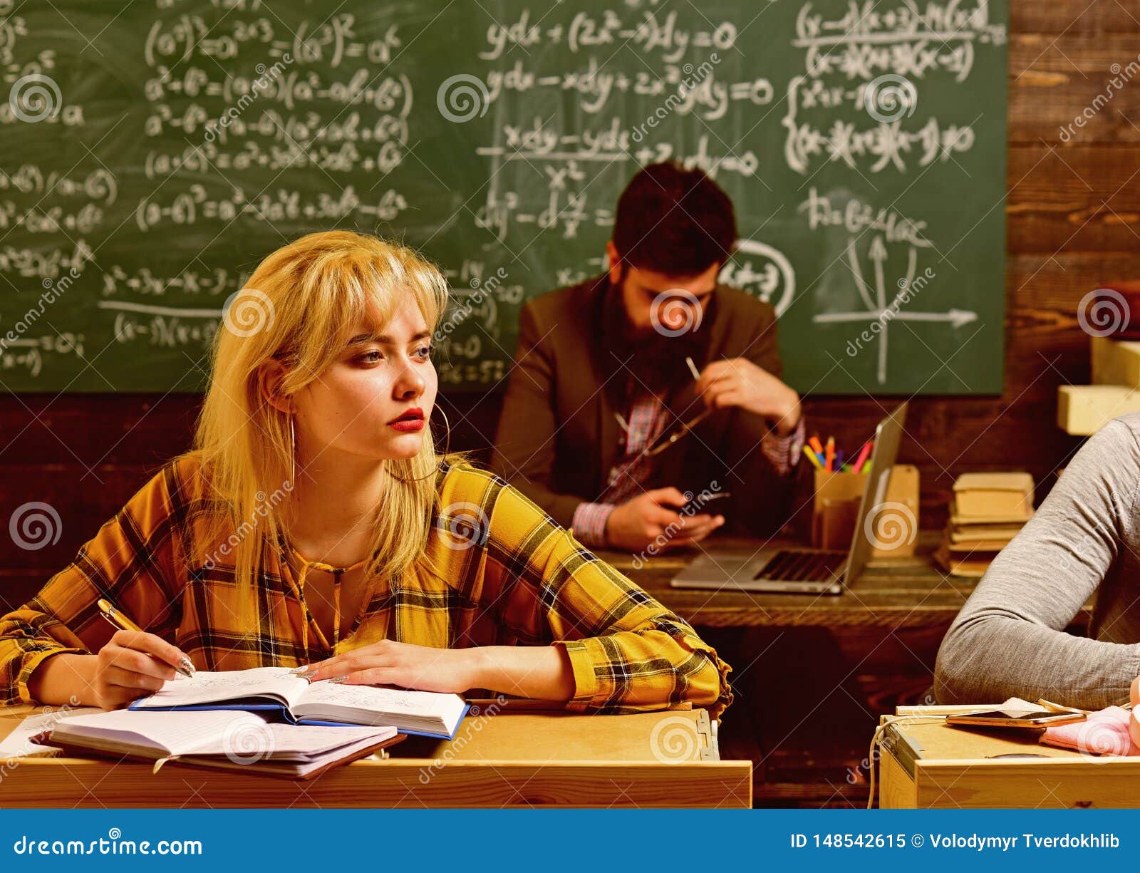 Group of Attentive Adult Students with Teacher in Classroom at Training ...
