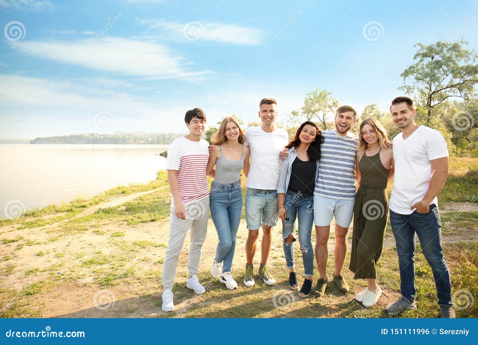 Group of Attractive Young People Outdoors Stock Photo - Image of ...