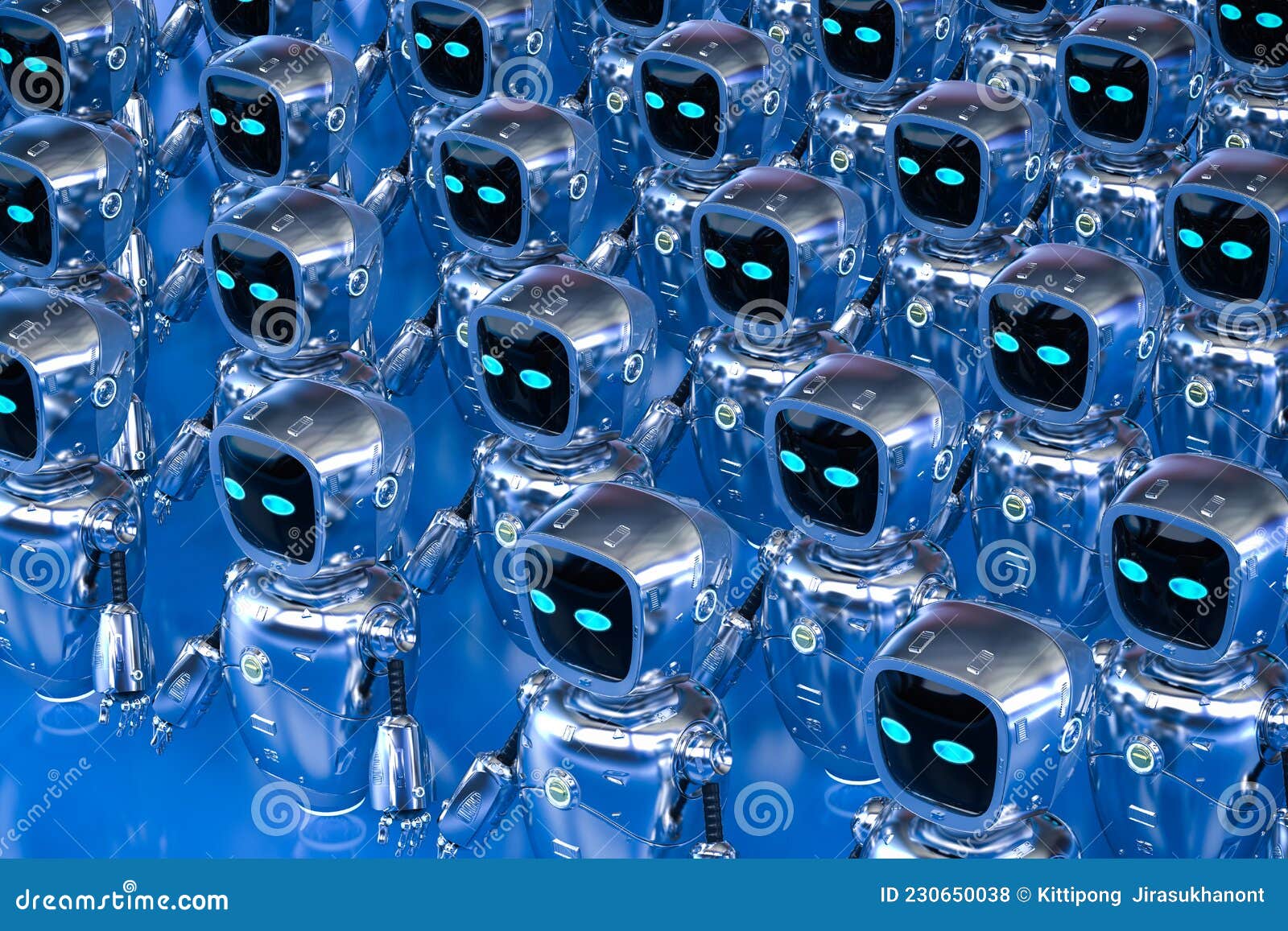 Group of Automation or Assistant Robots Stock Illustration ...