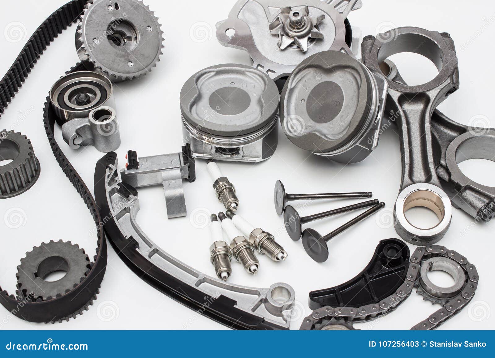 Group Automobile Engine Parts Isolated on White Background Stock Image ...