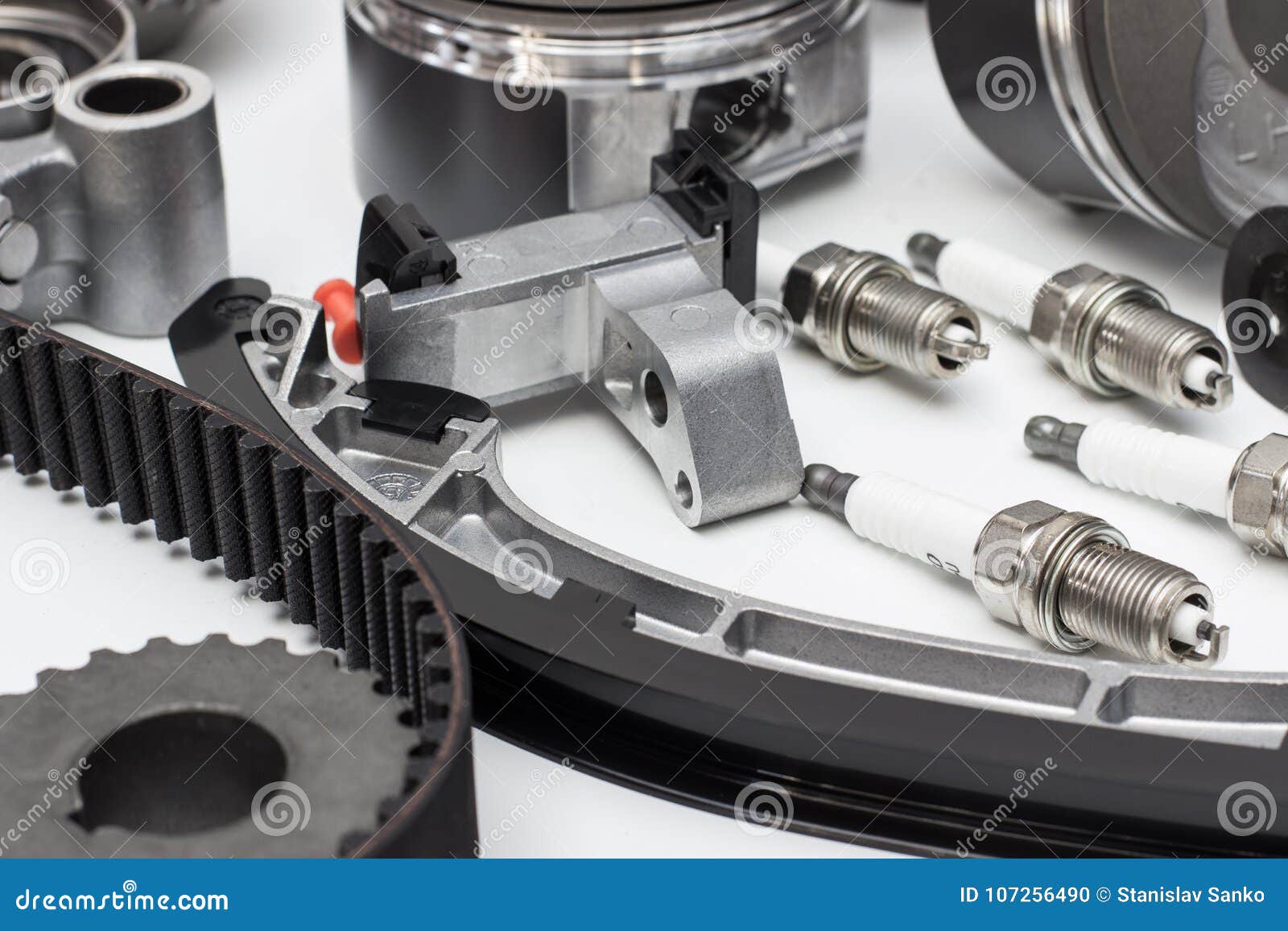 Group Automobile Engine Parts Isolated on White Background Stock Photo ...