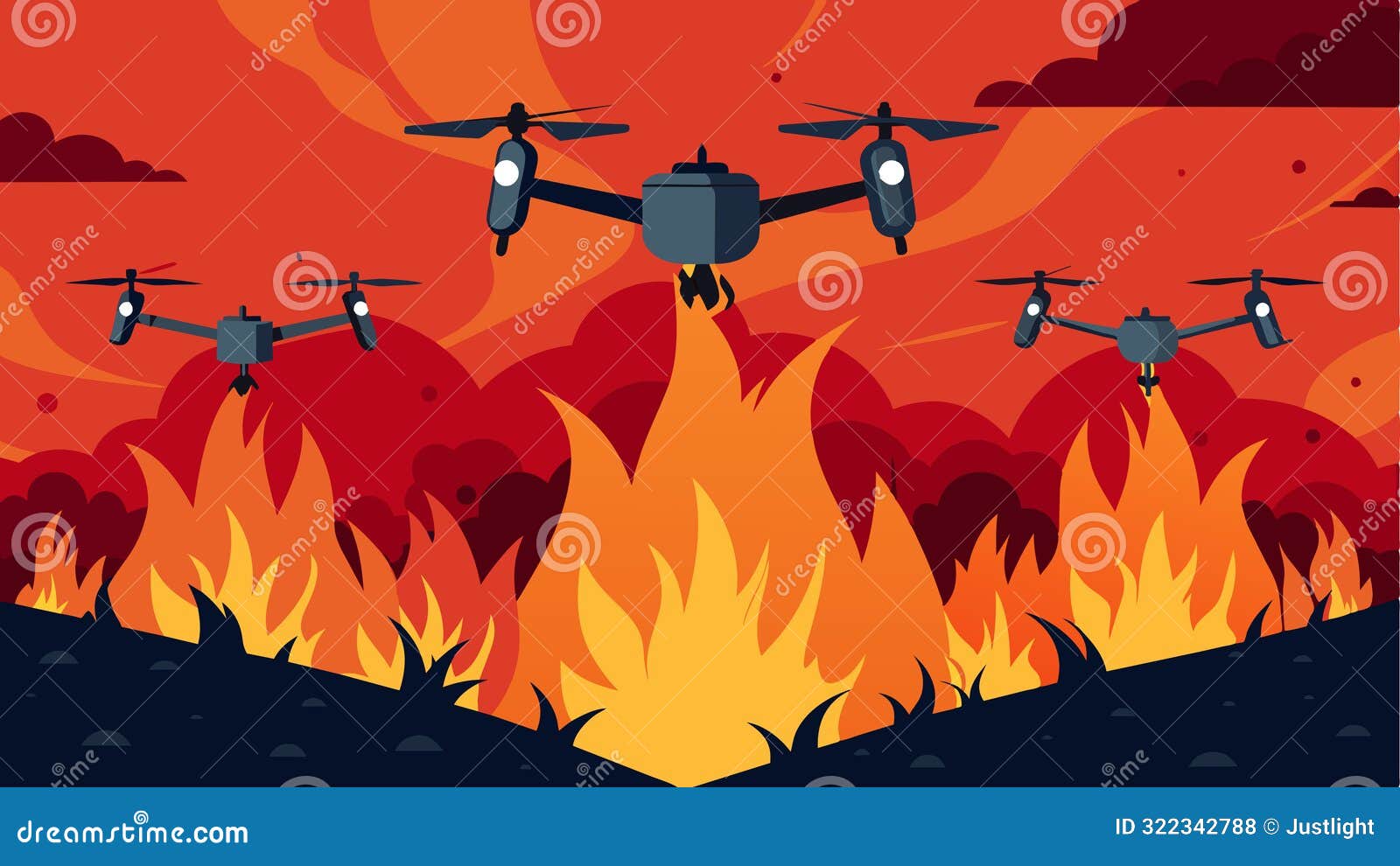 A Group of Autonomous Firefighting Drones Swoop in To Battle a Raging ...