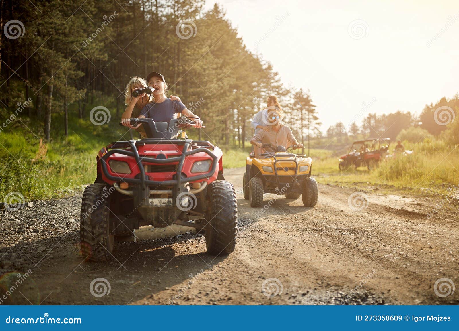 Group of Avanturistic Friends Driving Quads Stock Image - Image of ...