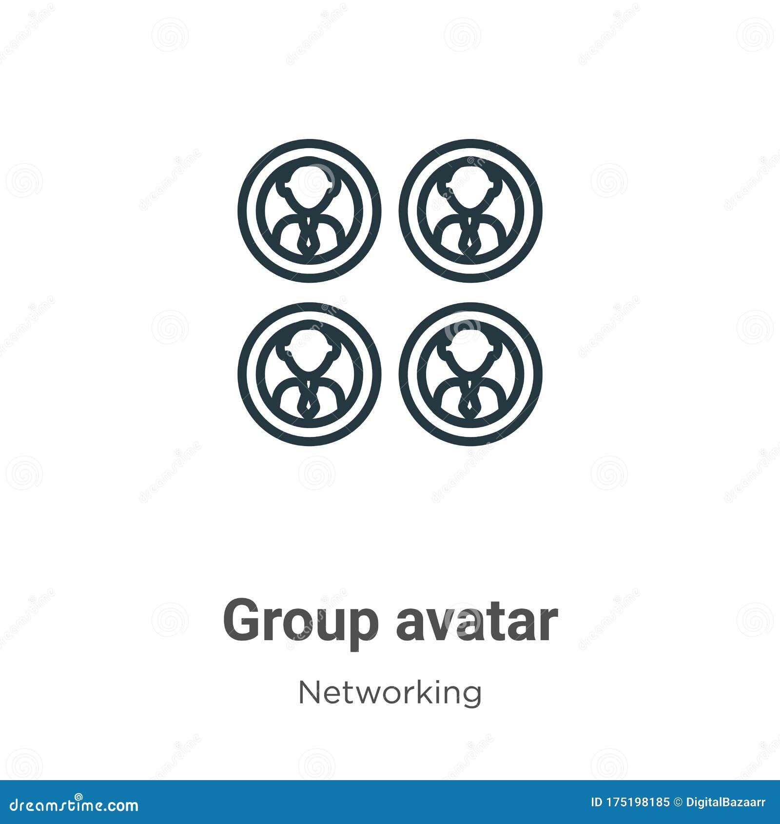 Group Avatar Outline Vector Icon. Thin Line Black Group Avatar Icon ...