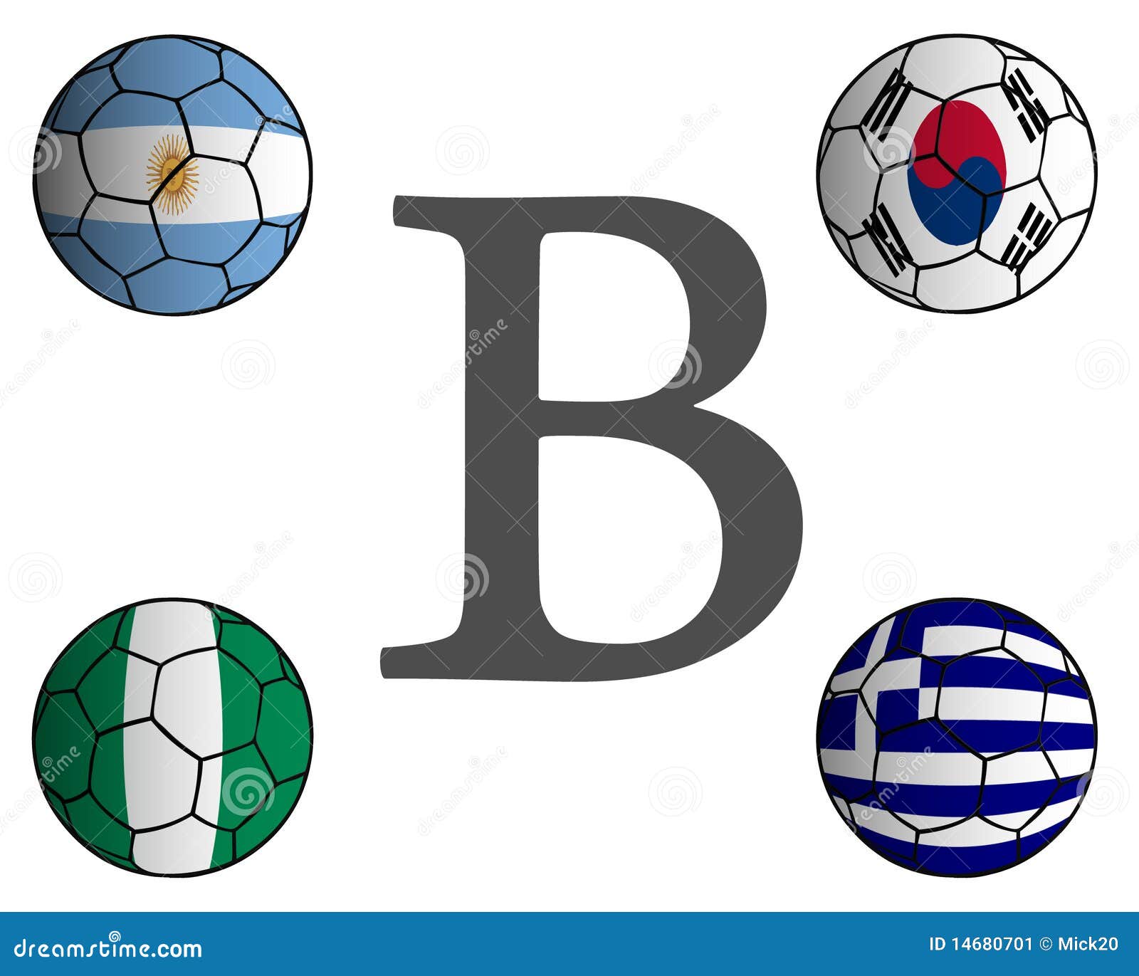 Group B Balls with Flag of Team Stock Illustration - Illustration of ...