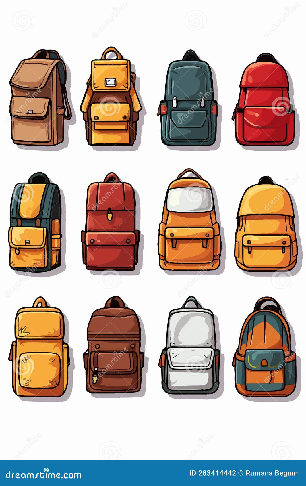 A Group of Backpacks with Different Colors Stock Vector - Illustration ...