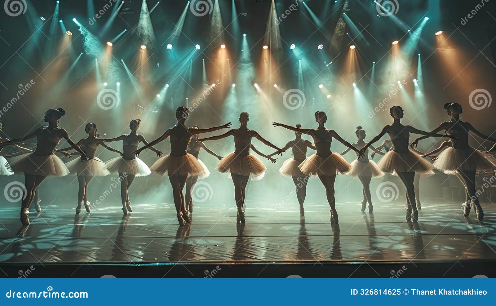 A Group of Ballet Dancers Performing on Stage Under Stock Illustration ...
