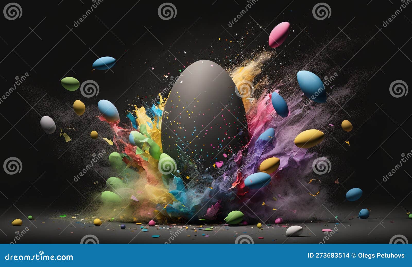 A Group of Balloons are Flying in the Air with Colored Powder and ...