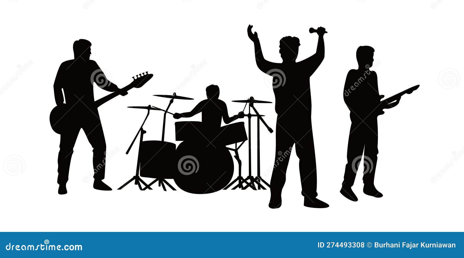 Group Band Music Performance. Continuous One Line Drawing. Single Hand ...