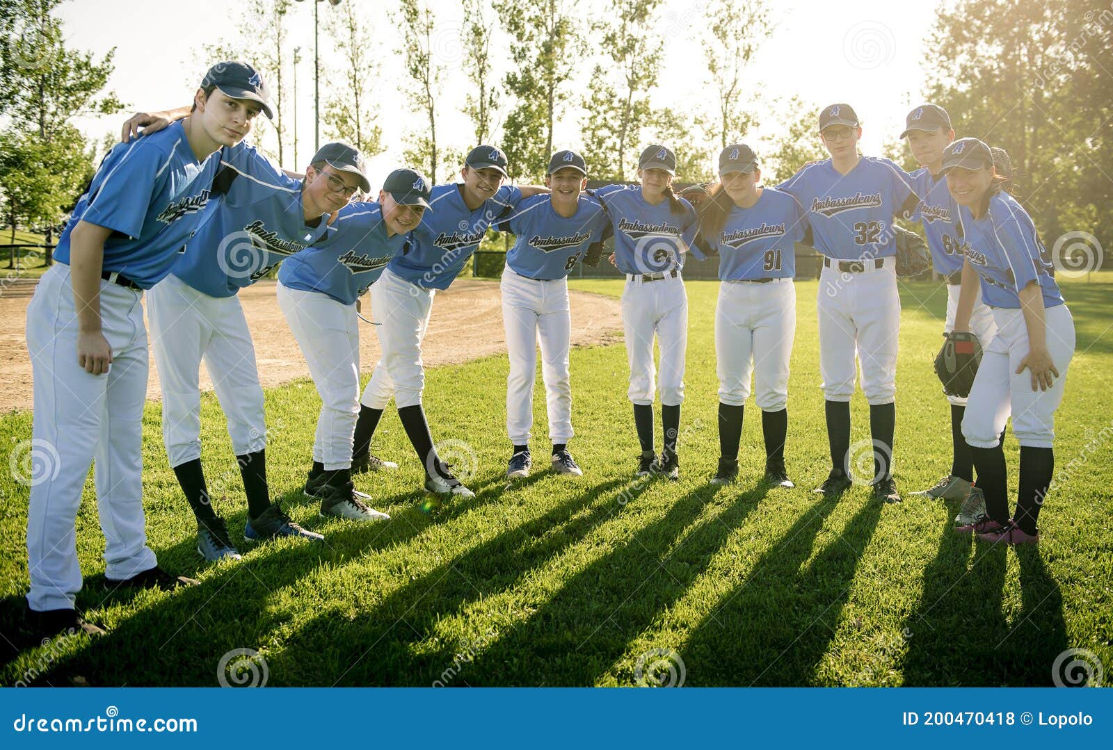 Group of Baseball Players Standing Together on the Playground Stock ...