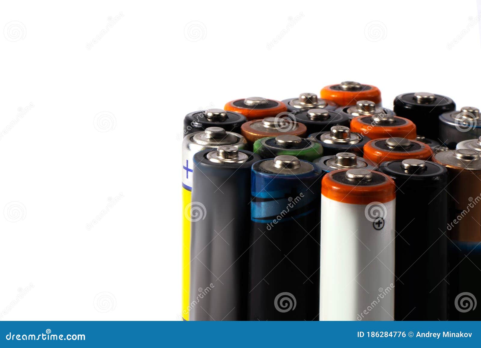 A Group of Batteries Stand Vertically Stock Photo - Image of positive ...