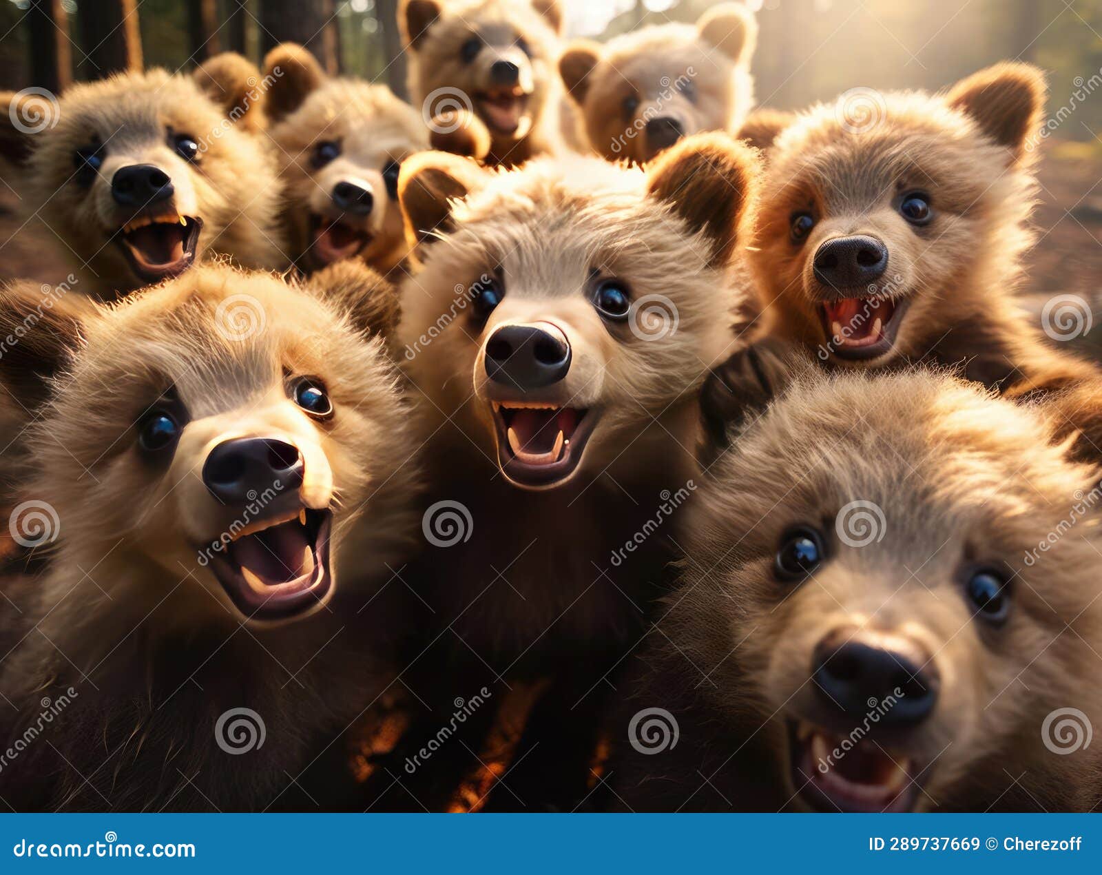 A Group of Bear Cubs Looking at the Camera Stock Image - Image of ...