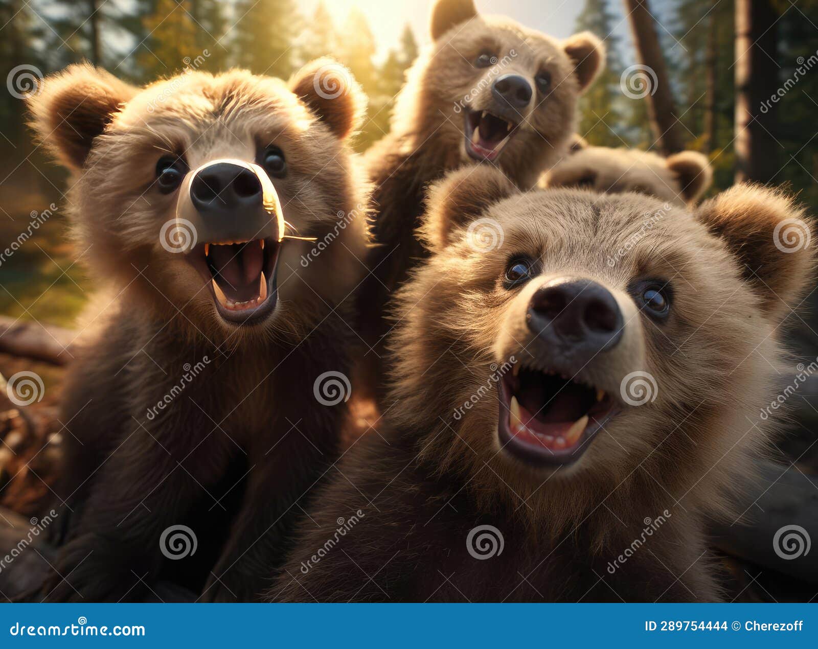 A Group of Bear Cubs Looking at the Camera Stock Photo - Image of ...
