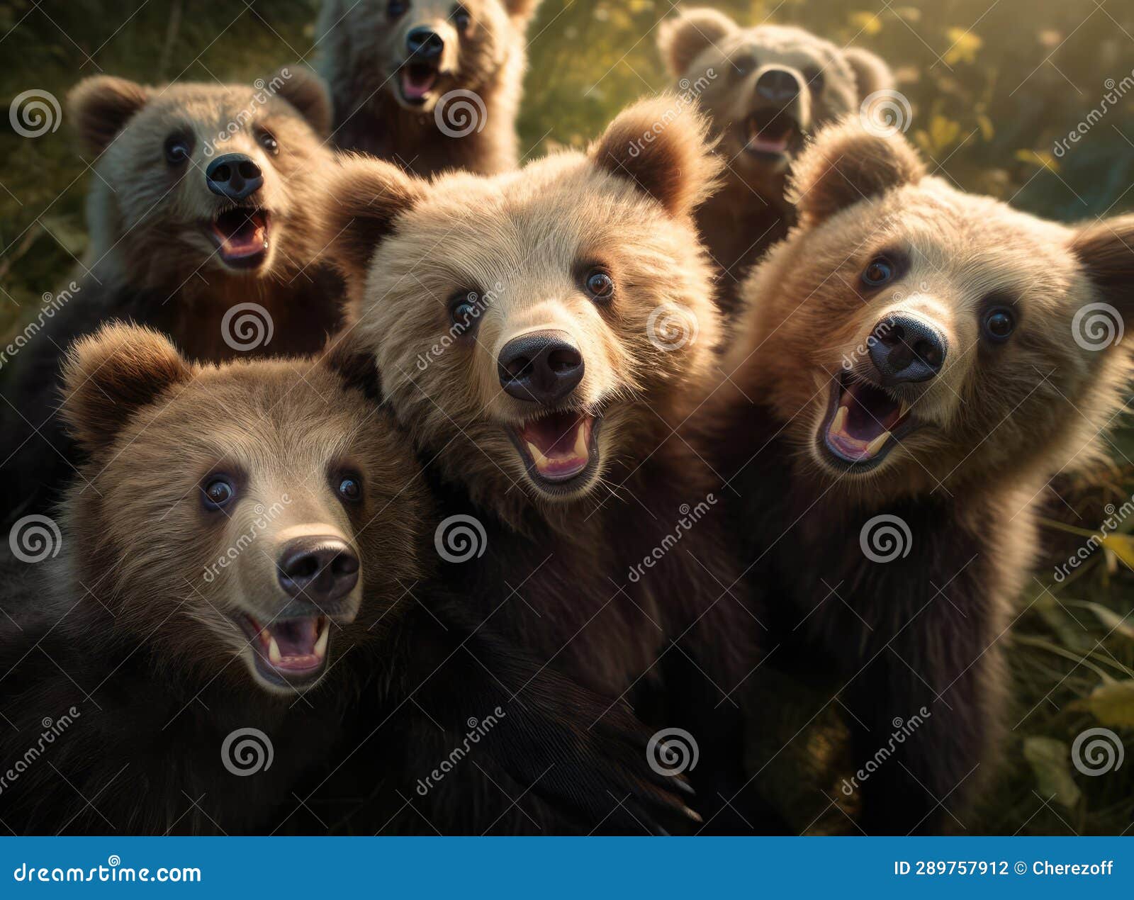 A Group of Bear Cubs Looking at the Camera Stock Photo - Image of ...