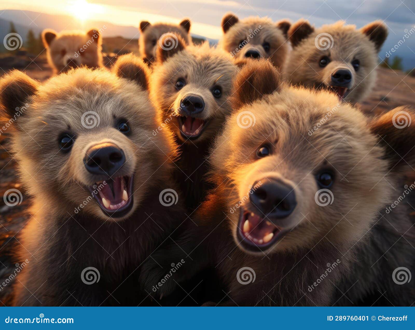 A Group of Bear Cubs Looking at the Camera Stock Image - Image of cubs ...