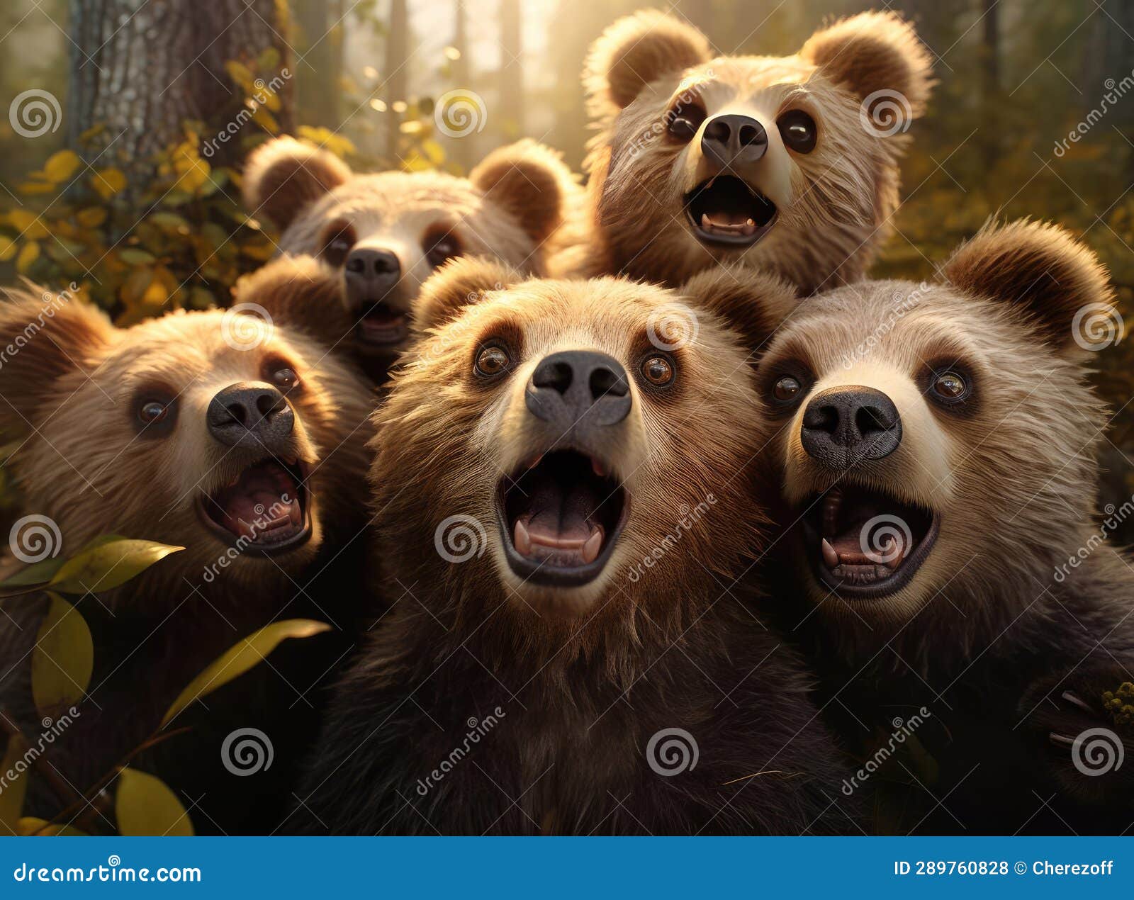 A Group of Bear Cubs Looking at the Camera Stock Photo - Image of ...