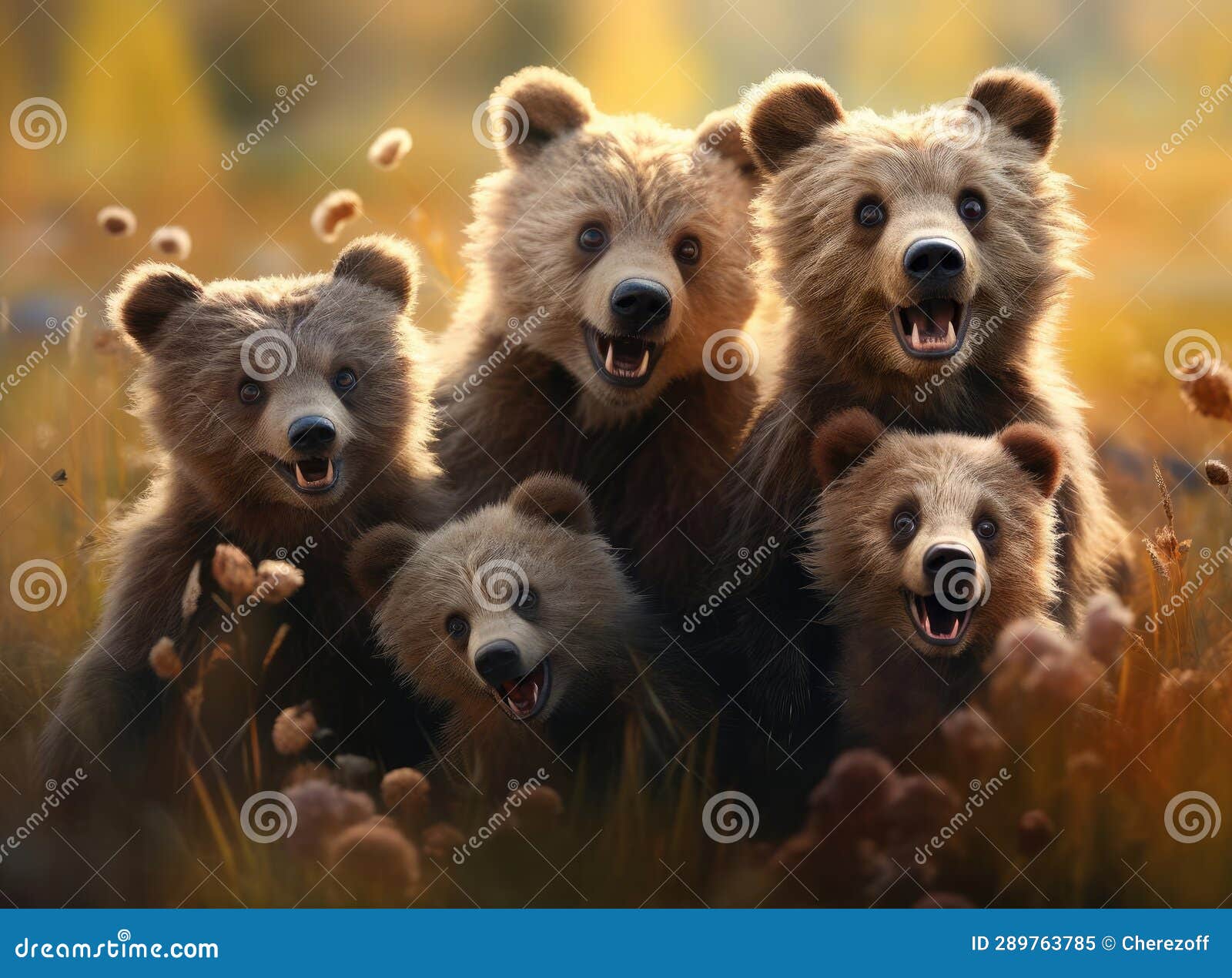 A Group of Bear Cubs Looking at the Camera Stock Image - Image of ...