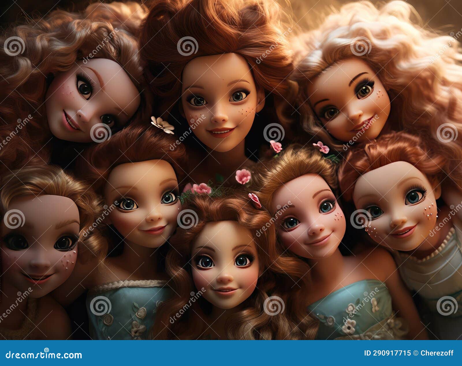 A group of beautiful dolls stock image. Image of pink - 290917715