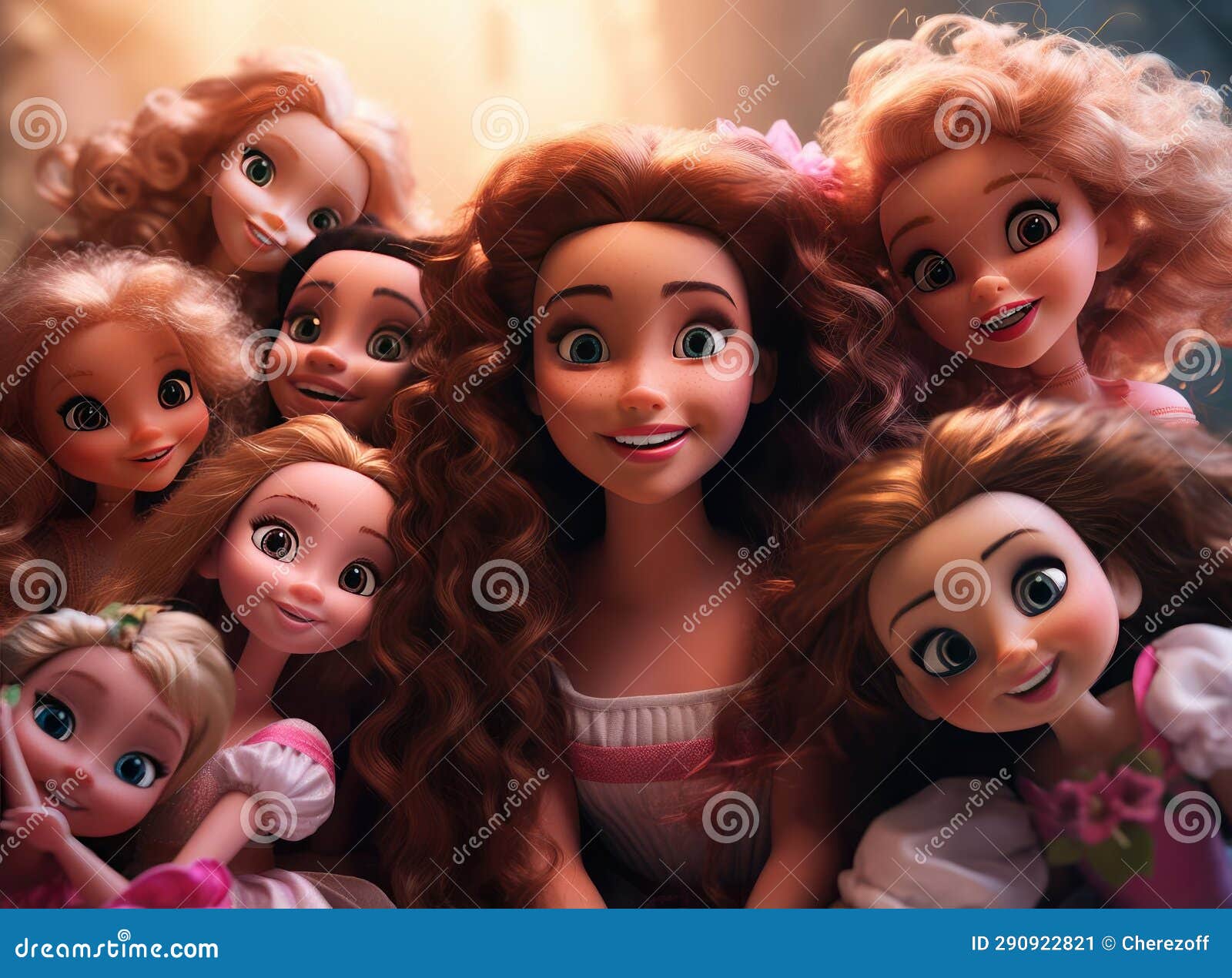 A group of beautiful dolls stock image. Image of happiness - 290922821