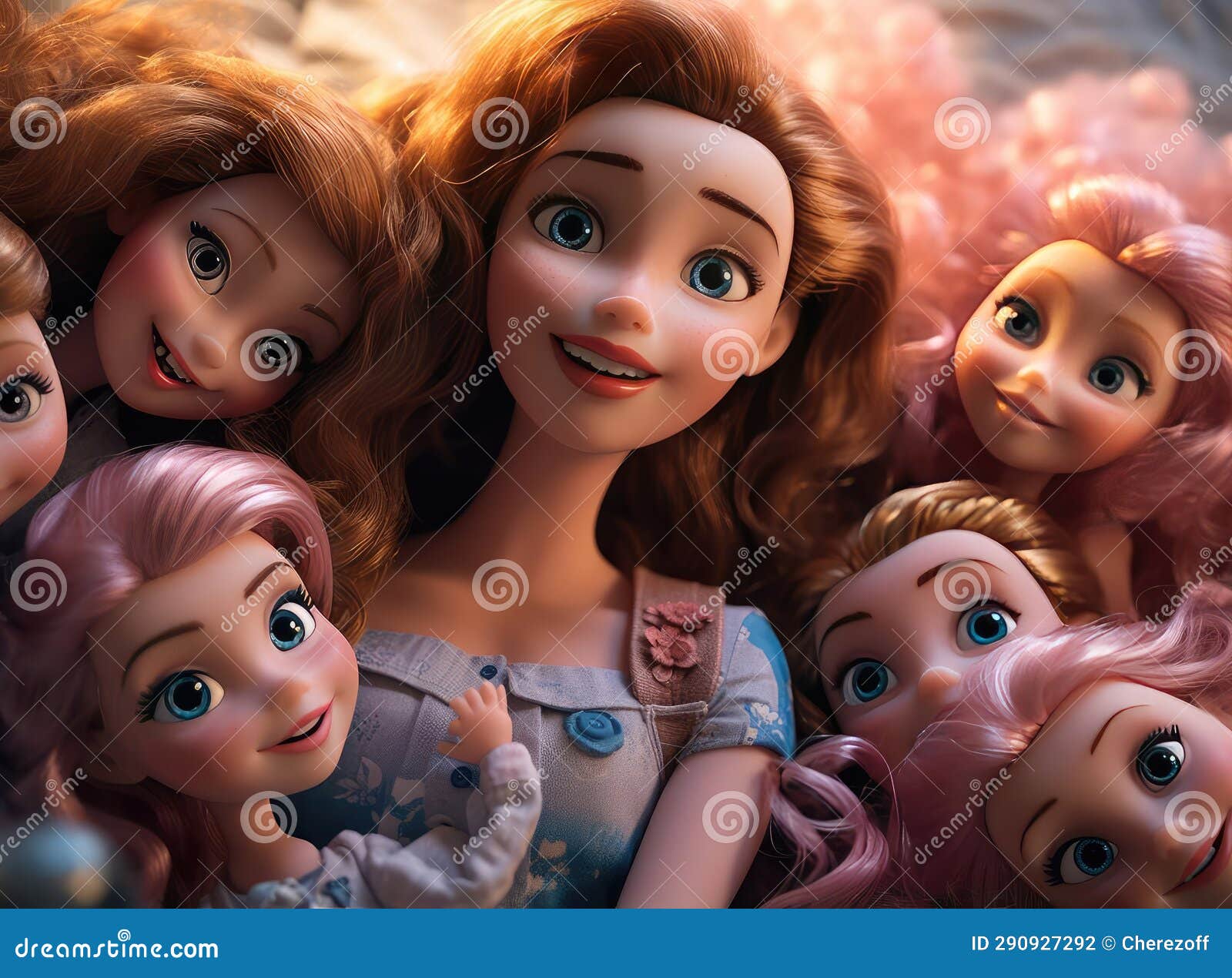 A group of beautiful dolls stock photo. Image of group - 290927292