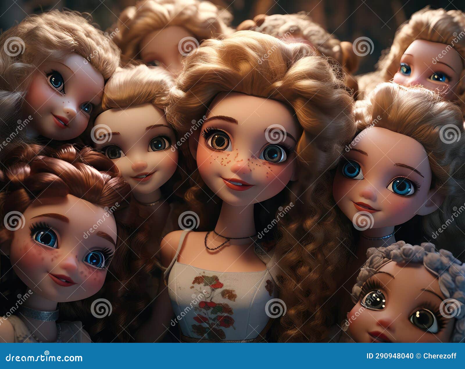 A group of beautiful dolls stock photo. Image of group - 290948040