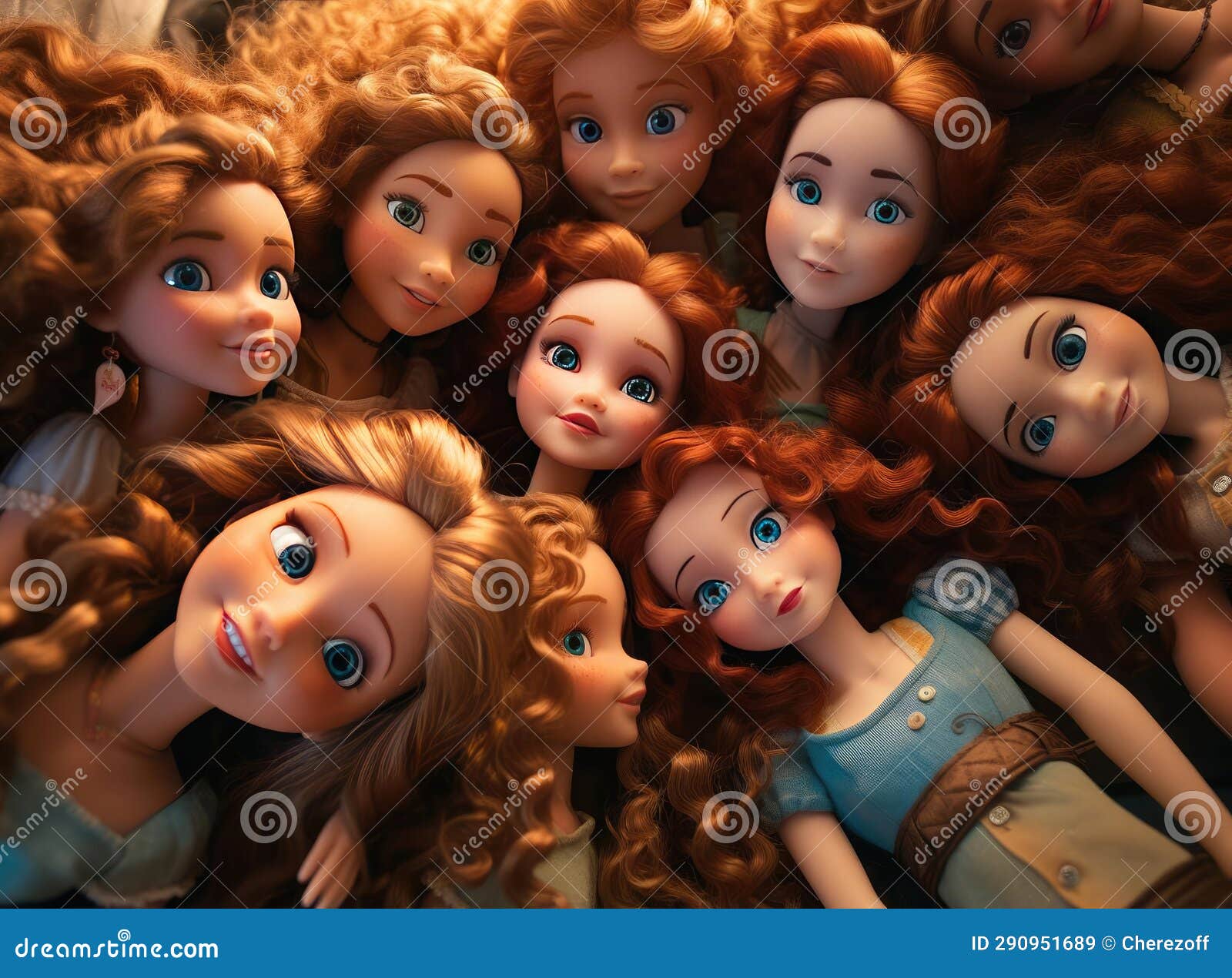A group of beautiful dolls stock image. Image of friendship - 290951689