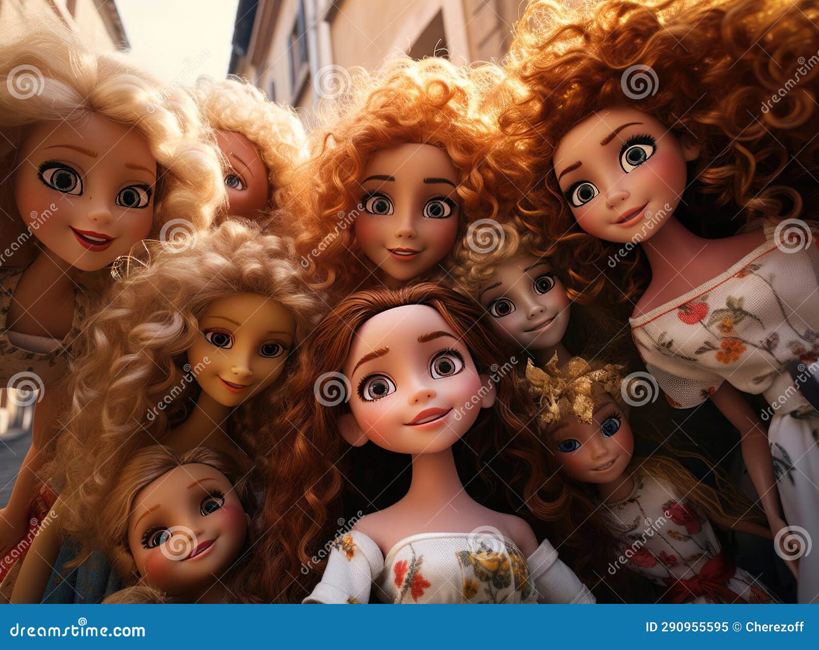 A group of beautiful dolls stock image. Image of barbie - 290955595