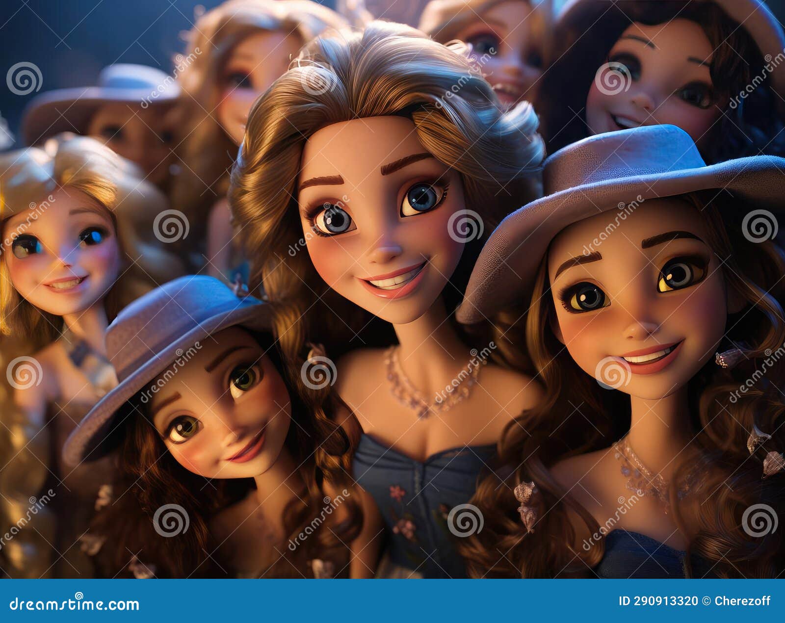 A group of beautiful dolls stock photo. Image of group - 290913320