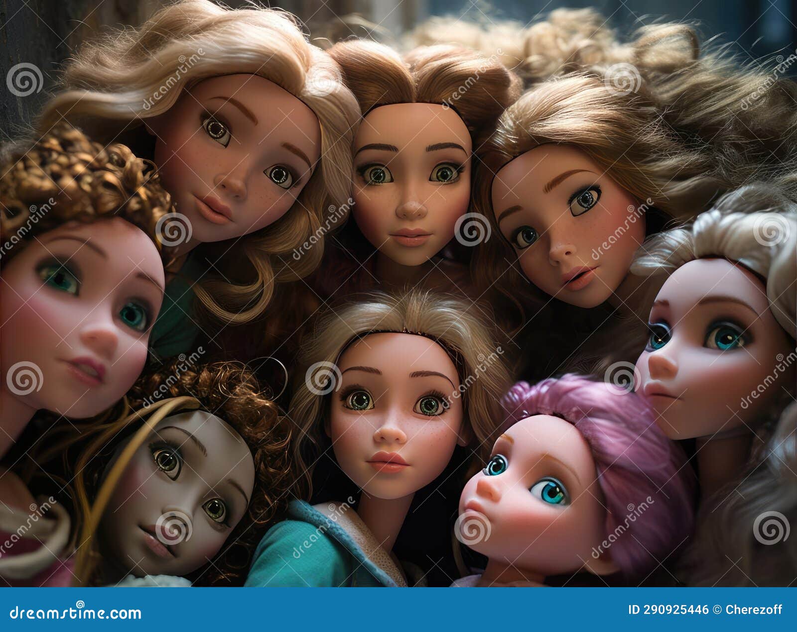 A group of beautiful dolls stock photo. Image of girls - 290925446