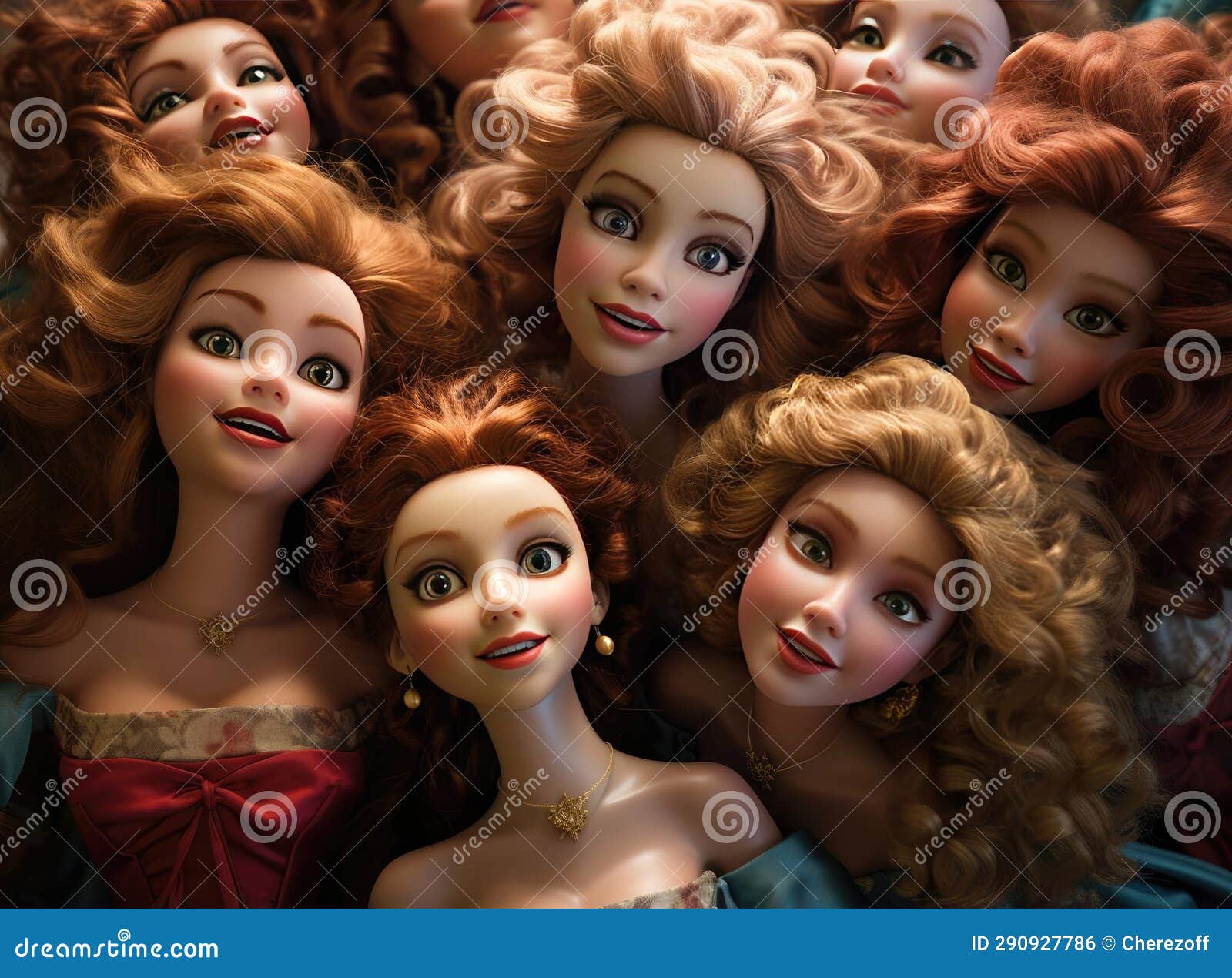 A group of beautiful dolls stock photo. Image of blond - 290927786
