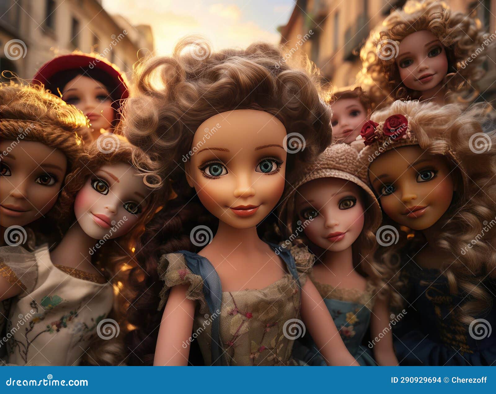 A group of beautiful dolls stock photo. Image of friends - 290929694