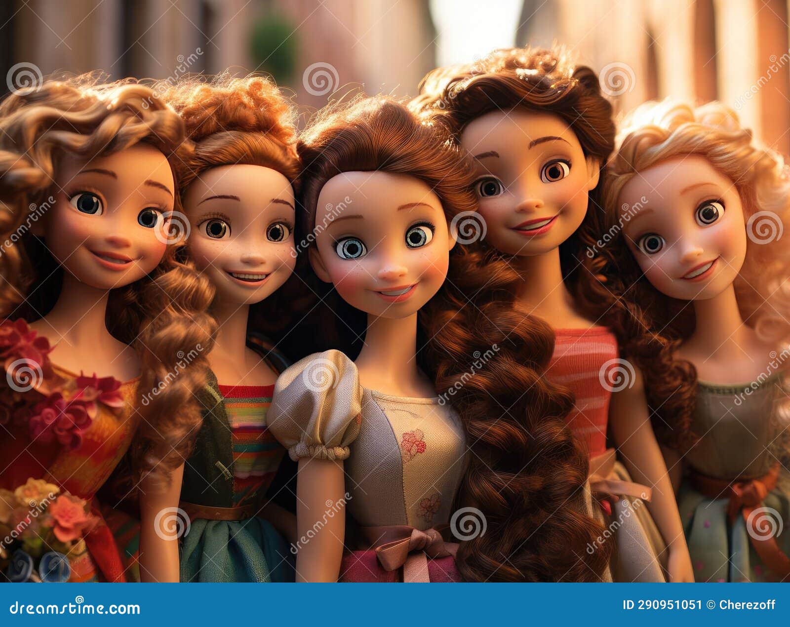 A group of beautiful dolls stock image. Image of happiness - 290951051