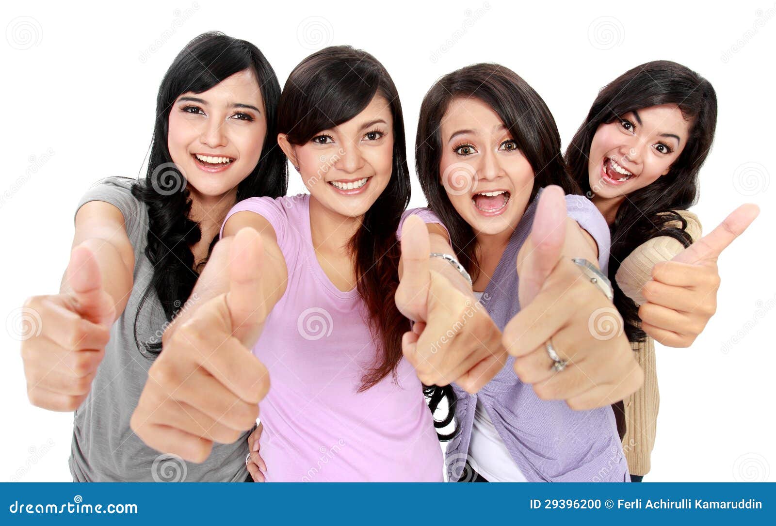 Group of Beautiful Women Showing Thumbs Up Stock Photo - Image of ...