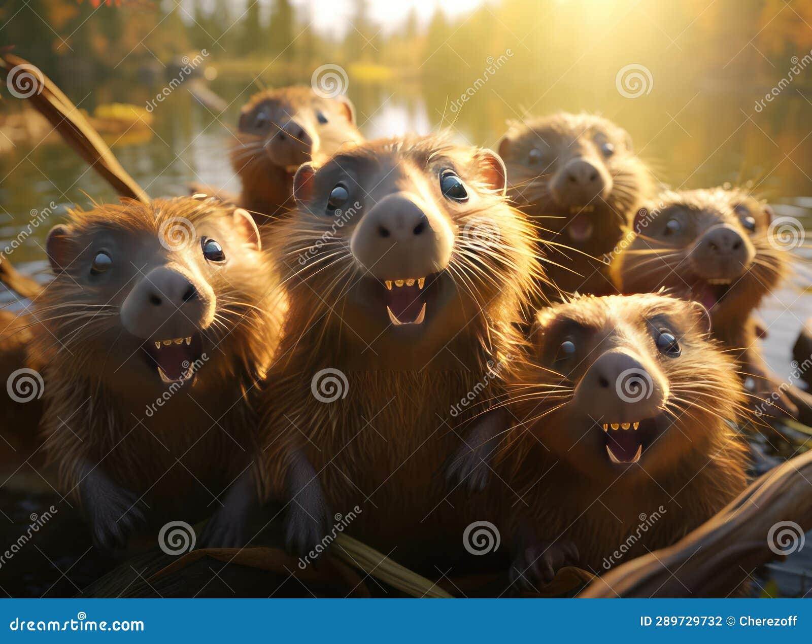 A Group of Beavers Looking at the Camera Stock Illustration ...