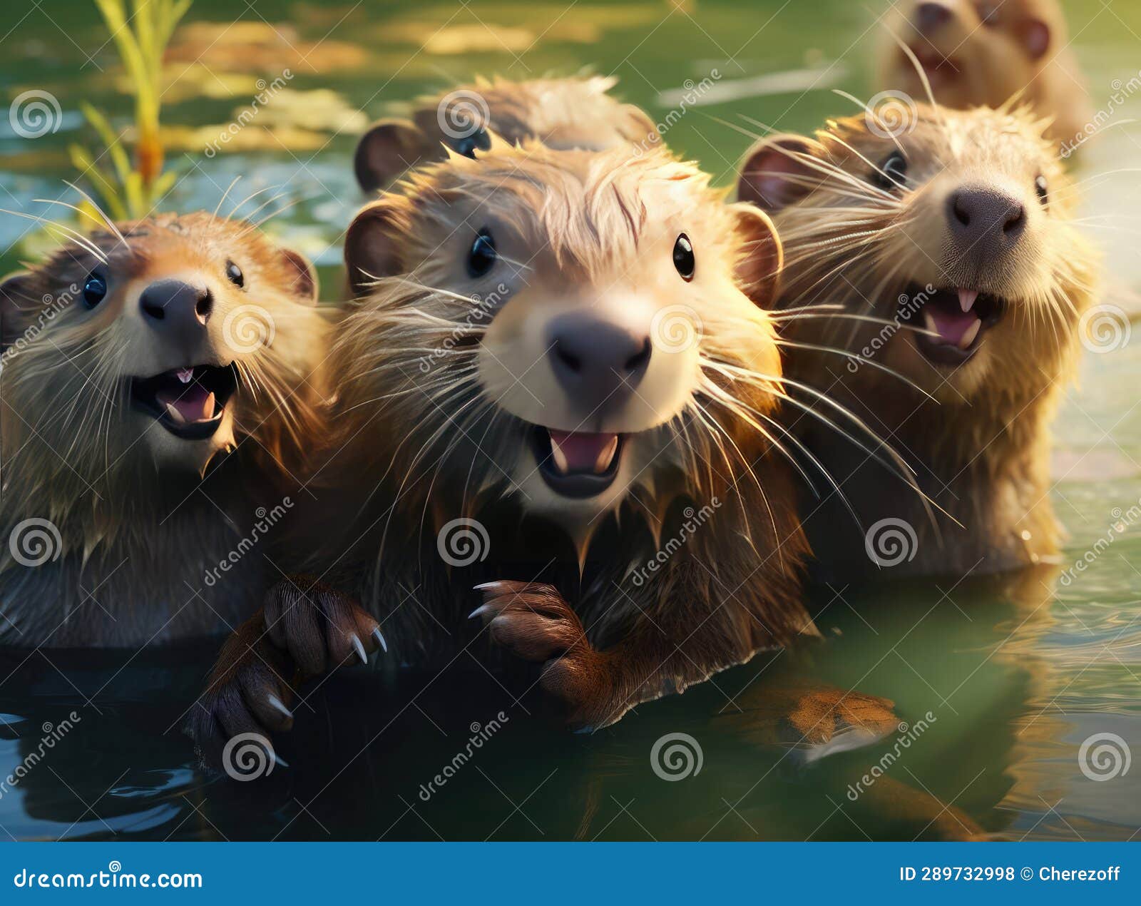 A Group of Beavers Looking at the Camera Stock Illustration ...
