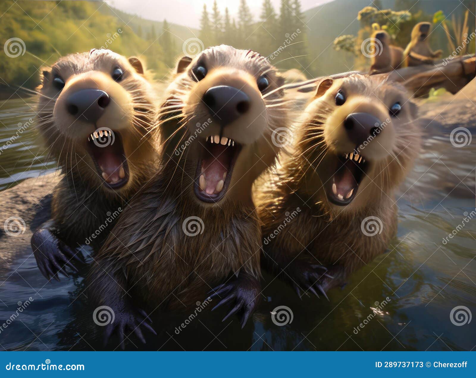 A Group of Beavers Looking at the Camera Stock Illustration ...