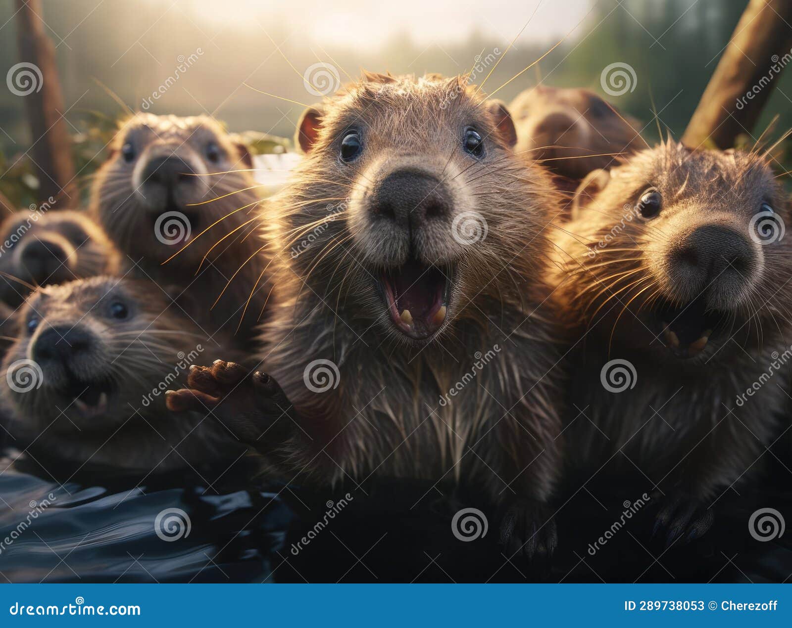 A Group of Beavers Looking at the Camera Stock Illustration ...