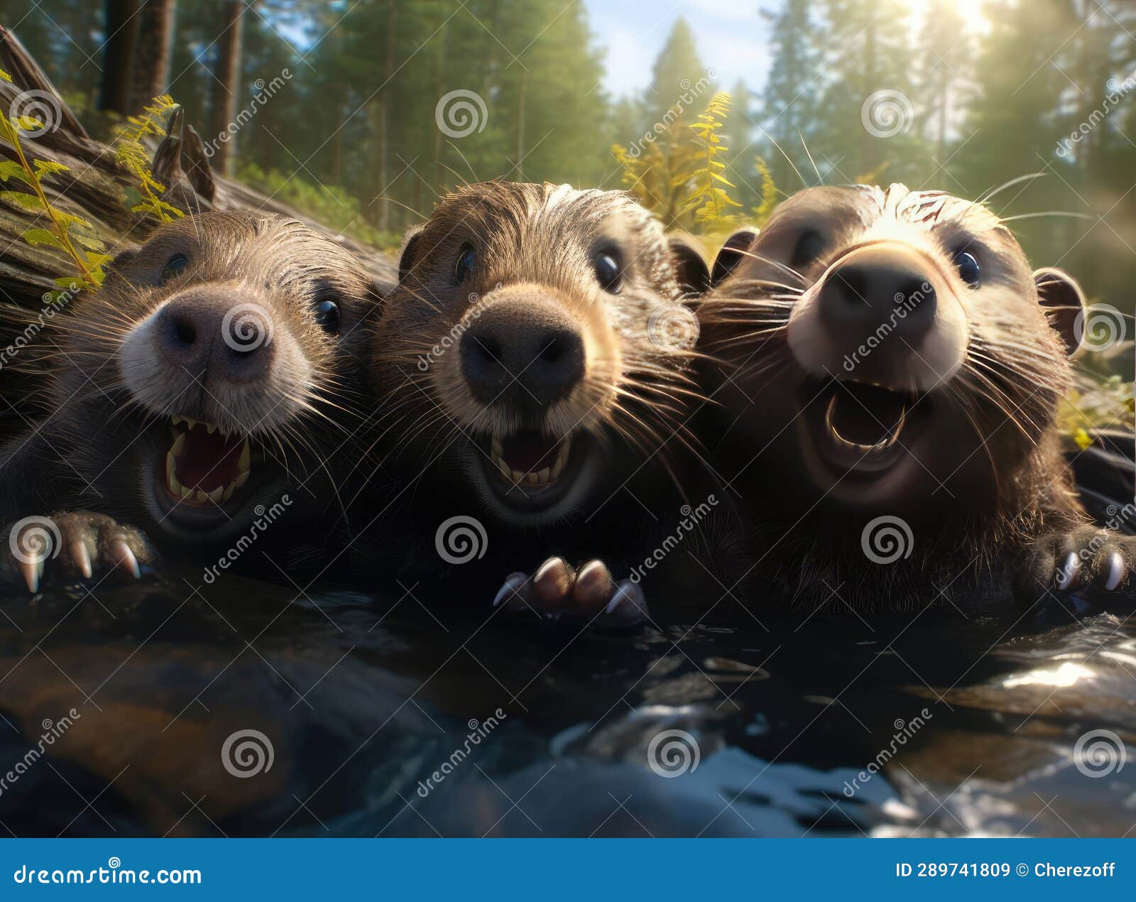 A Group of Beavers Looking at the Camera Stock Illustration ...