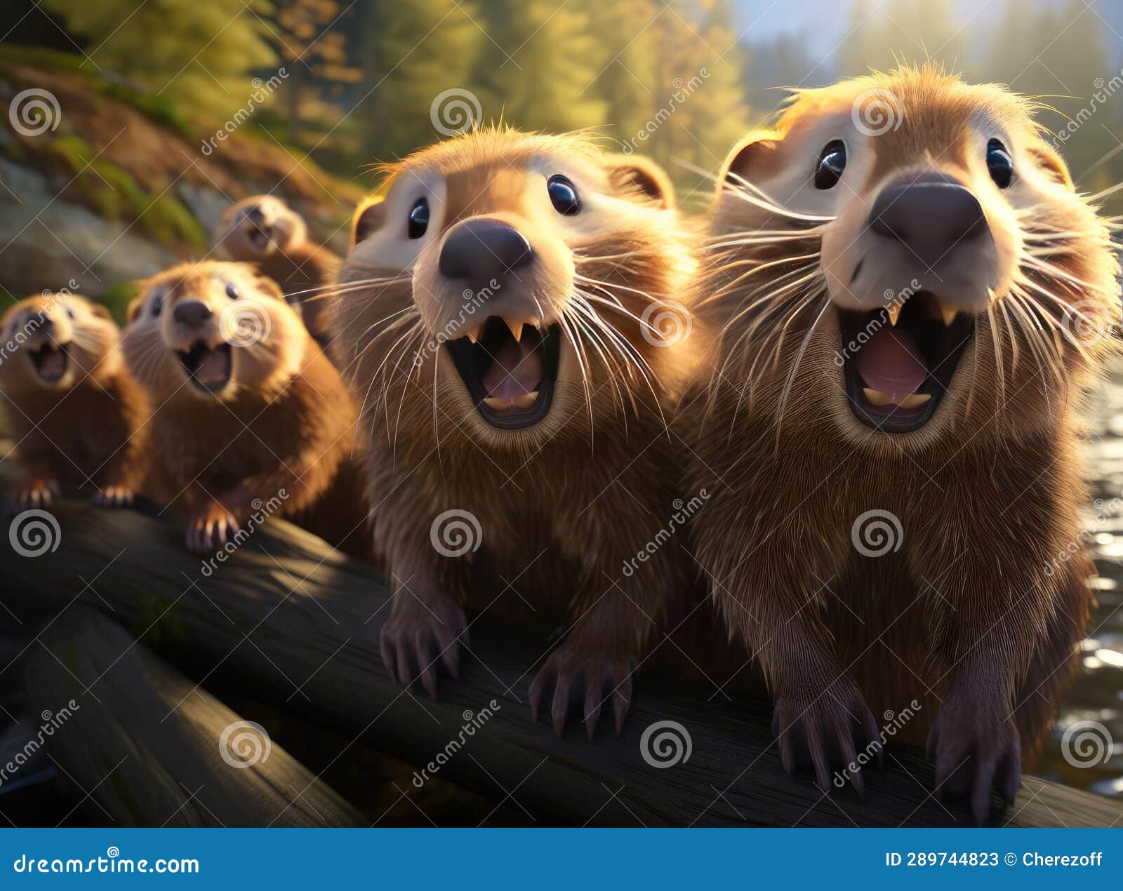 A Group of Beavers Looking at the Camera Stock Illustration ...