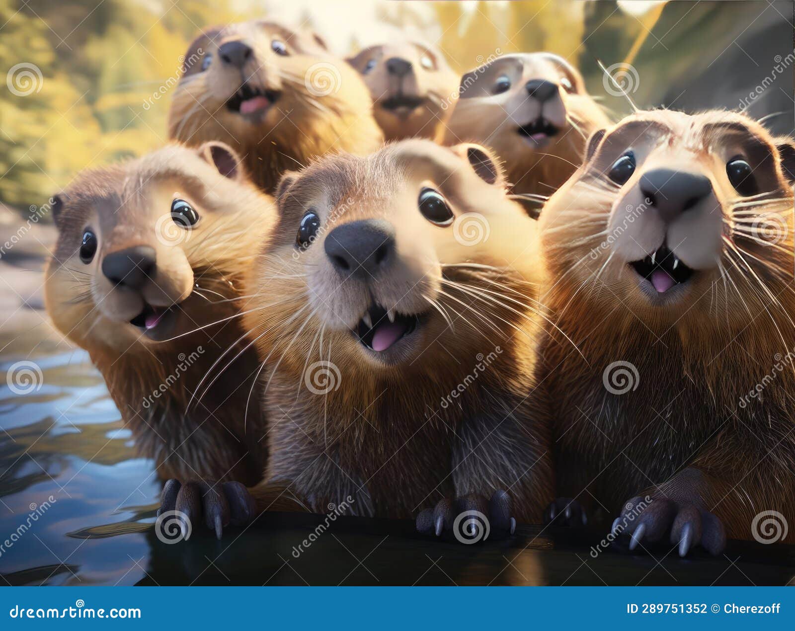 A Group of Beavers Looking at the Camera Stock Illustration ...