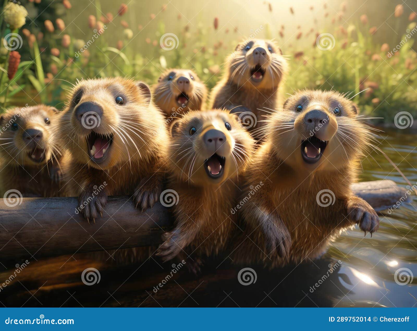 A Group of Beavers Looking at the Camera Stock Illustration ...